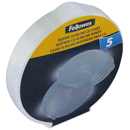 Fellowes Round Slimline CD Case Pack of 5 Clear 9834201 - Hunt Office UK