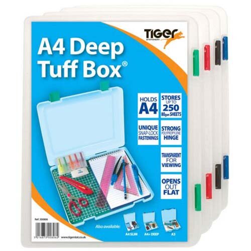 Tiger Tuff Box Polypropylene A4 Deep Clear - HuntOffice.co.uk