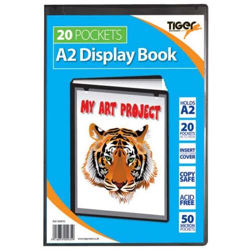 Tiger A2 Presentation Display Book 20 Pocket Black - HuntOffice.co.uk