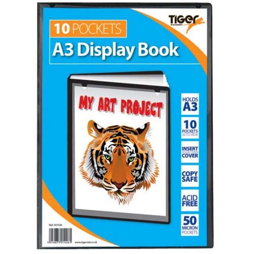 Tiger A3 Presentation Display Book 10 Pocket Black - HuntOffice.co.uk