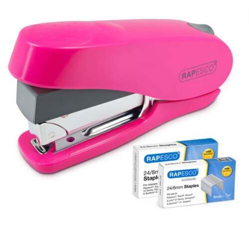 Rapesco Luna Less Effort Half Strip Stapler 50 Sheet Pink - HuntOffice ...