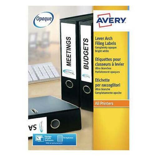 Avery Lever Arch Labels Inkjet 200x60mm White 4 Labels per Sheet (Pack ...