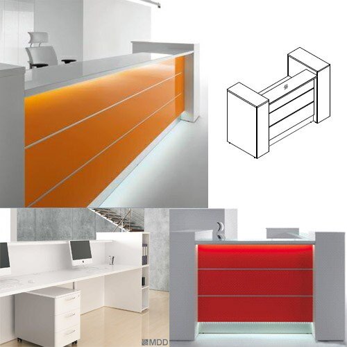 Valde High Gloss Illuminated Reception Unit Straight Formation - Hunt ...
