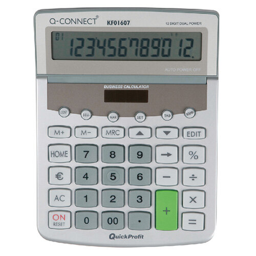 Q-Connect Dual Powered Desktop Calculator 12-digit Adjustable Display ...