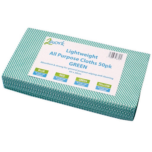 2Work All Purpose Cleaning Cloths Green Pack of 50 KECORYG - Hunt Office UK
