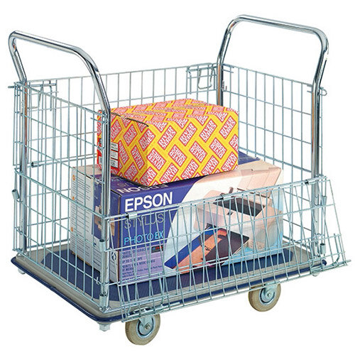 Mesh-Sided Platform Trolley 300kg Capacity 317413 - Hunt Office UK