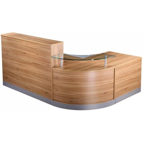 Complete Curved Reception Unit American Black Walnut Finish With Glass ...