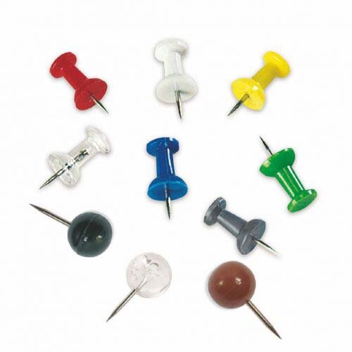 Bi-Office Push Pins Assorted Colours (Pack 200) - HuntOffice.co.uk