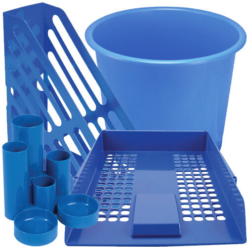 Q-Connect Desk Tidy Blue Bundle Set - Hunt Office UK