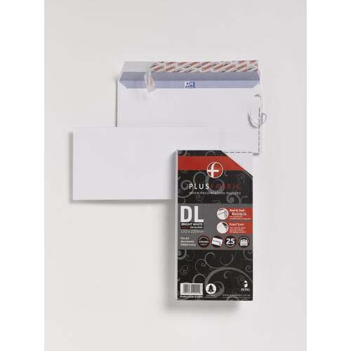 Plus Fabric Wallet Envelope DL Peel and Seal Plain Easy Open Power-Tac ...