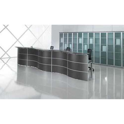 Curved Reception Desk Black Glass Counter Top Rock RD39 - Hunt Office UK