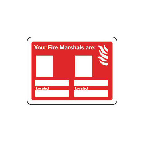 Sign Your Fire Marshals Are 200X150 Aluminium - Hunt Office UK