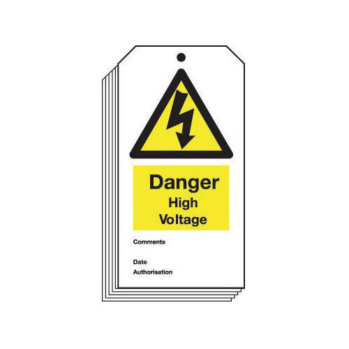 Tag Danger High Voltage 80X150 Rigid Plastic - Hunt Office UK