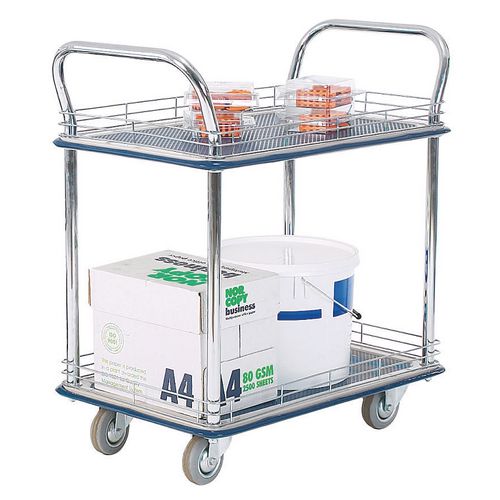 Lightweight Trolley 2 Tier With Ledges - Hunt Office UK