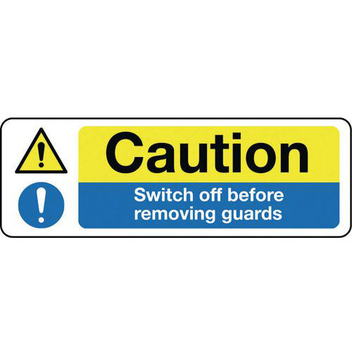 Self Adhesive Vinyl Machinery Hazards Sign Caution Switch Off Before ...