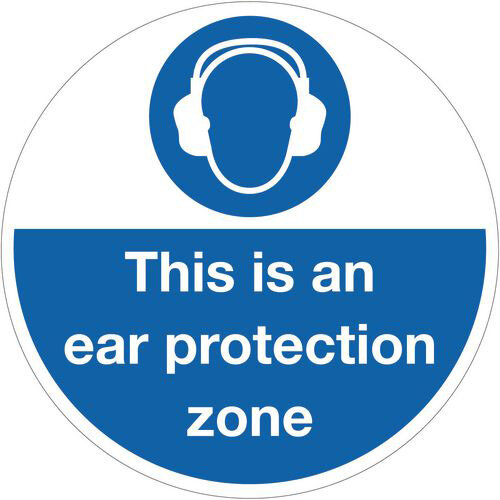 Sign This Is An Ear Protection Zone 400 Dia Floor Graphic Vinyl - Hunt ...