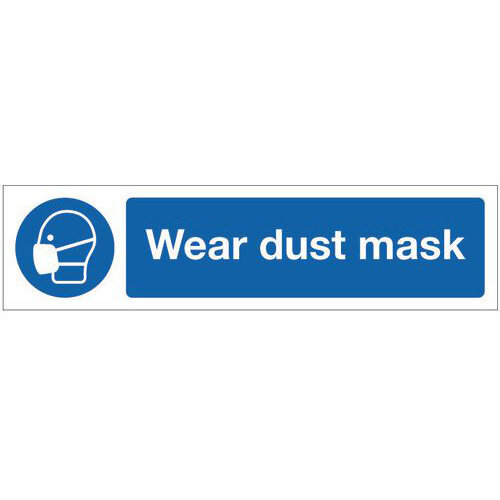 Rigid Plastic Mini Mandatory Safety Sign Wear Dust Mask - Hunt Office UK