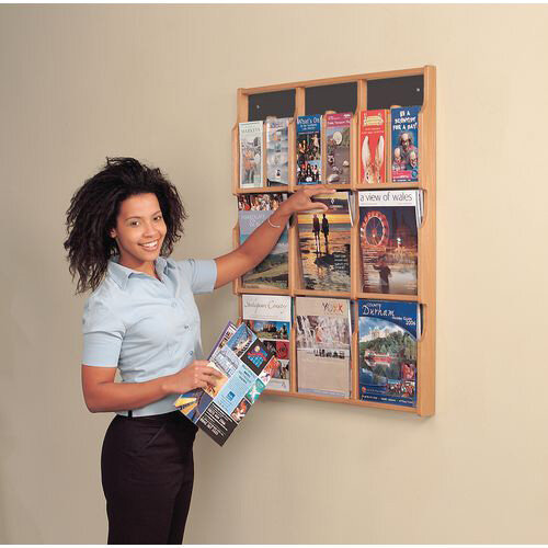 Wall Mounted Wood Literature Display Pocket Size 6 X 1/3 A4 and 6 x A4 ...