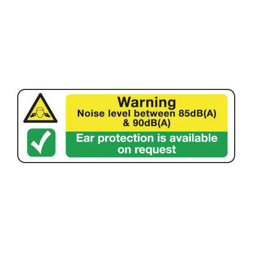 PVC Machinery Hazard Sign Warning Noise Level Between 85Db A & 90Db A ...