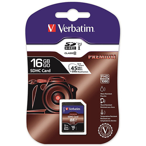 Verbatim Secure Digital High Capacity Memory Card SDHC 16Gb Class 10 ...