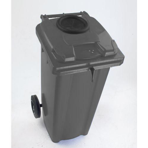 Wheelie Bin 140 Litre with Bottle Bank Aperture and Lid Lock Grey ...
